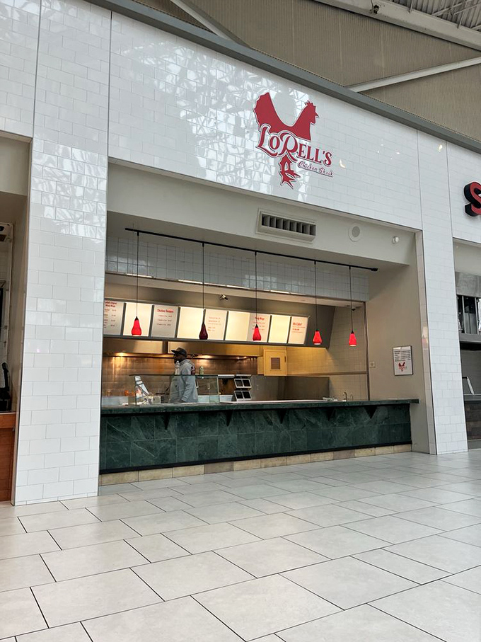 Behind LoRell's modern counter lurks old-school chicken magic that transforms shopping breaks into culinary adventures.
