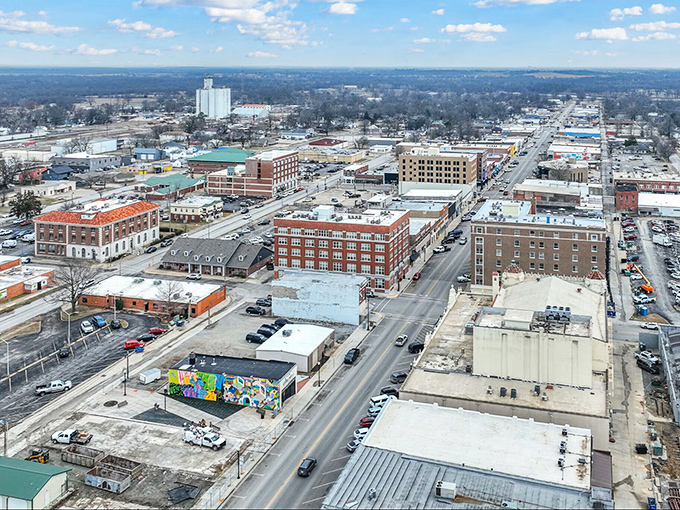 Aerial perspective shows how history and progress dance together in perfect harmony.