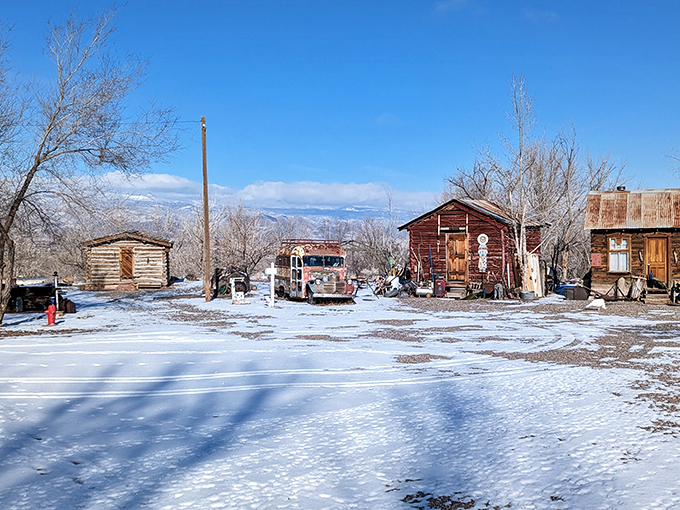 Winter transforms Monroe into a rustic wonderland where old cabins and vintage trucks tell stories of simpler times.