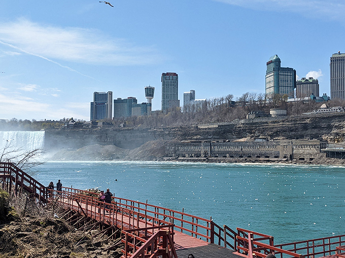 The falls create their own rainbow mist, much like this city creates its own budget-friendly dining magic.