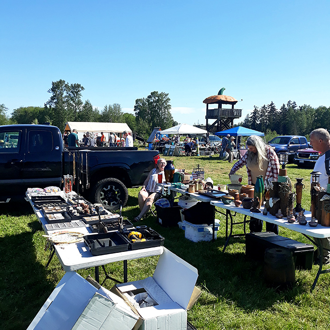 Tables loaded with curiosities attract eager browsers – one person's castoffs become another's perfect find.