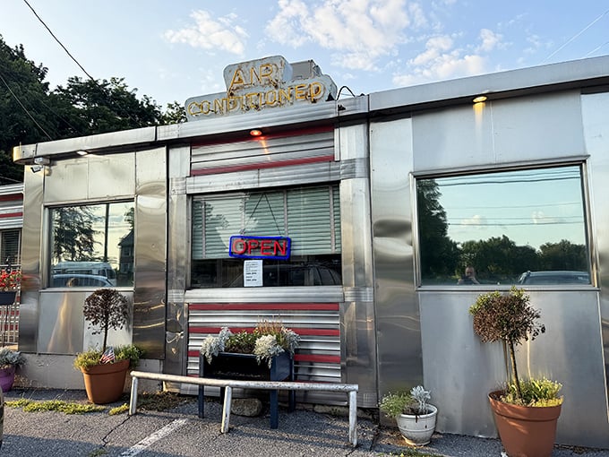 Route 30 Diner's silver exterior isn't just shiny&mdash;it's practically blinding in the midday sun, a chrome mirage promising pancakes in the heart of Amish Country.