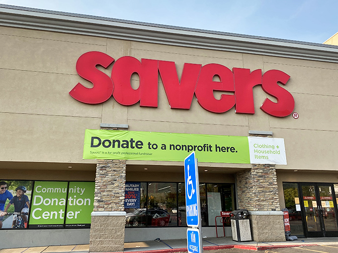 "Donate to a nonprofit here" – Savers reminds us that great deals and doing good can happen in the same shopping trip.