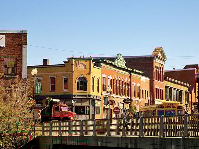 Brick buildings line Skowhegan's streets, telling stories of Maine's industrial past while offering affordable present-day living.