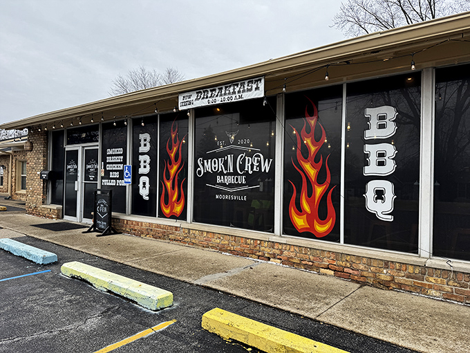 When your storefront sports flames and BBQ declarations, subtlety isn't on the menu. Smok-N-Crew wears its smoky heart on its sleeve &ndash; and its windows.