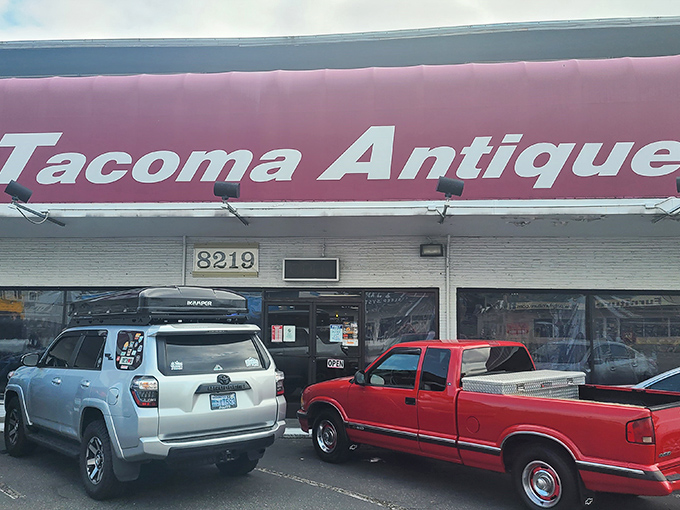 The parade of parked vehicles tells the story - people come from all over to fill their trunks with affordable treasures.