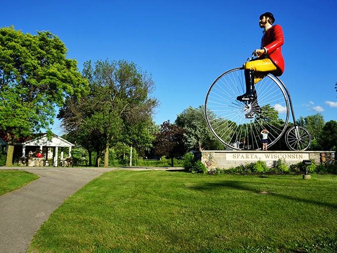 Sparta's famous bicycle statue celebrates a town where staying active and staying within budget go hand in hand.