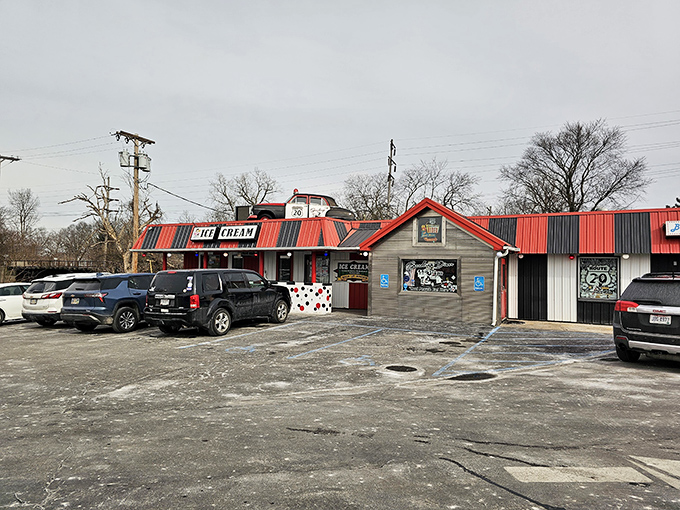 Winter can't dim the cheerful spirit of Speedtrap Diner, where ice cream dreams survive even in the coldest months.