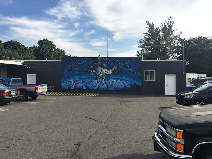 The striking mural at St. Vincent's reminds us that thrifting isn't just about finding deals&mdash;it's about supporting community missions too.