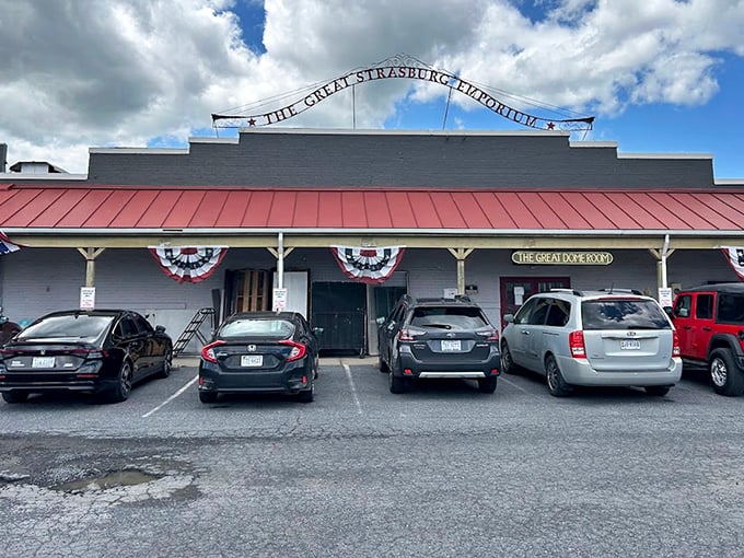 When the sign says "The Great Strasburg Emporium," you know serious vintage hunting adventures are about to begin.