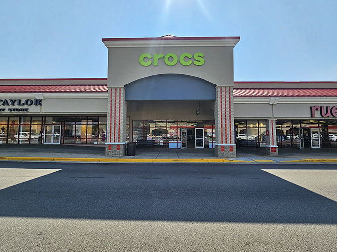 Crocs' cheerful storefront practically shouts "Comfort doesn't have to cost a fortune!" Your feet and wallet will thank you.