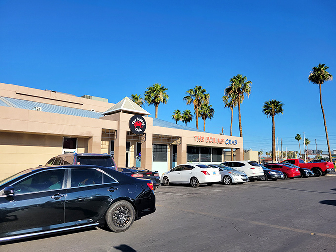 Palm trees frame The Boiling Crab like nature's exclamation points &ndash; "Amazing seafood happening here!"