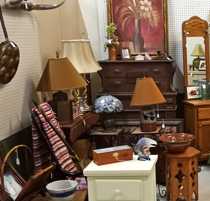 Antique furniture displays showcase pieces that have more character than most reality TV shows combined.