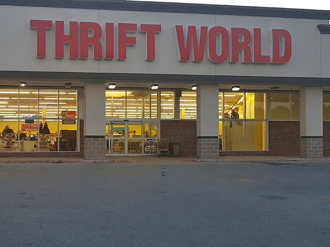 Those glowing windows at dusk beckon like a lighthouse for bargain hunters. 