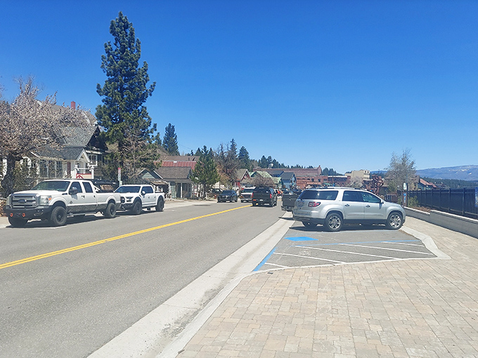 Wide mountain streets and blue skies frame this classic California mountain town where community spirit thrives year-round.