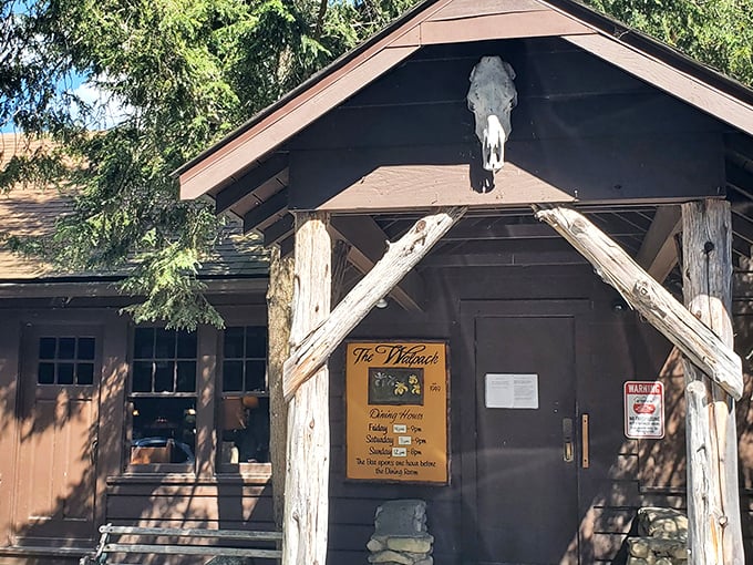 That skull above the door isn't warning you away – it's telling other restaurants they can't compete with these steaks.