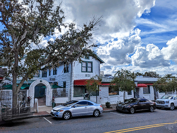 Built in 1921, this white-washed historic building stands as a delicious time capsule, now serving contemporary cuisine with a side of architectural appreciation.