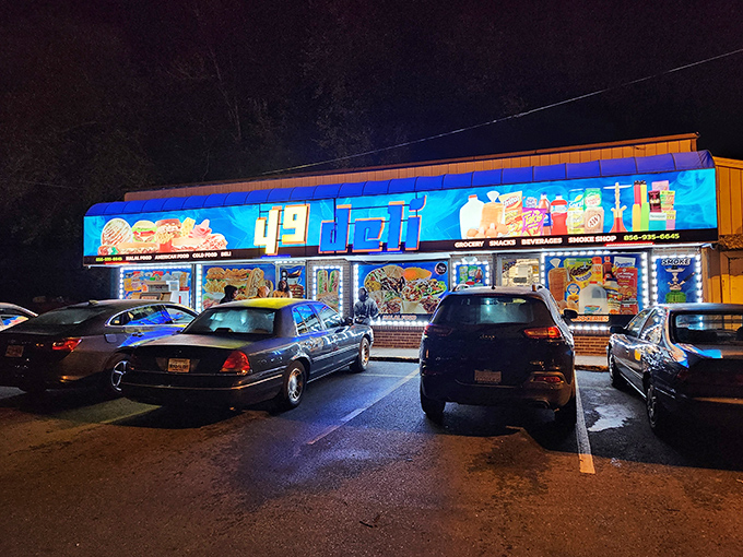 49 Deli Market glows like a beacon for night owls and hungry travelers&mdash;where neon promises and sandwich artistry meet.