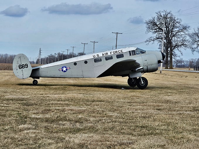 Parked on Ohio grass like it's just waiting for its next mission. This elegant transport plane makes modern private jets look like gaudy nouveau riche upstarts.