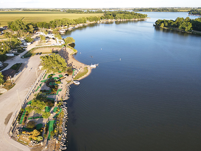 An aerial view that explains why real estate agents use the phrase "location, location, location." From up here, you can almost see your retirement savings stretching twice as far.
