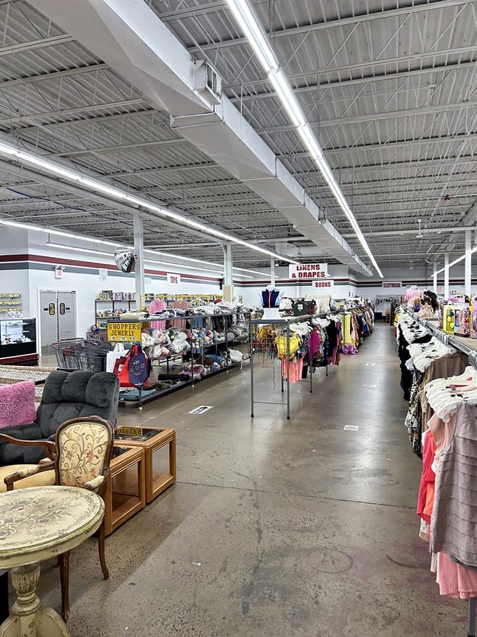 Linens and draperies create textile rivers flowing through the store, promising to transform bare windows and tables into dressed-up delights.