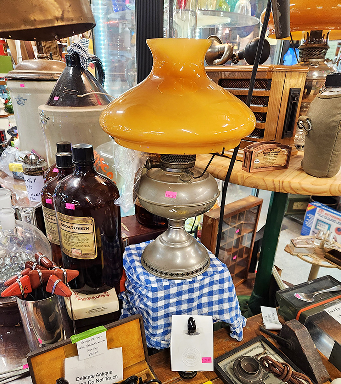This vintage oil lamp isn't just illuminating&mdash;it's a portal to simpler times when "screen time" meant sitting by the window.