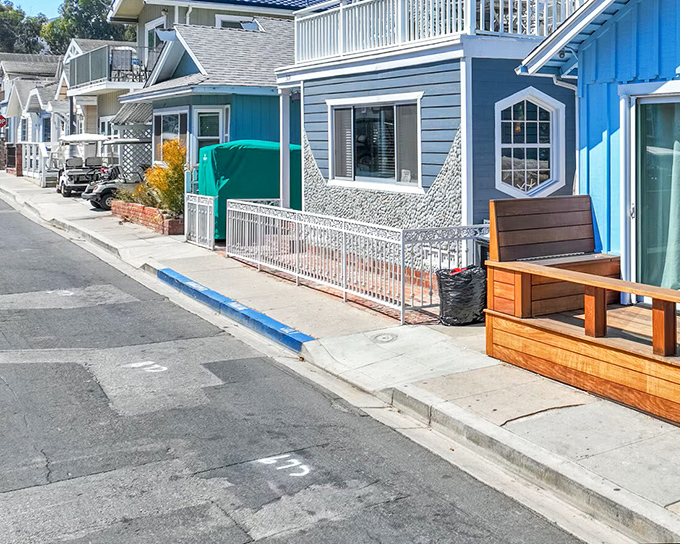 Coastal cottages in blues and whites line Avalon's streets, each one looking like it has a story to tell and a porch perfect for sunset watching.
