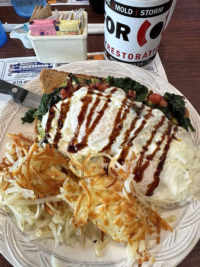 Eggs, greens, and what appears to be balsamic reduction&mdash;a breakfast so photogenic it probably has its own Instagram account.