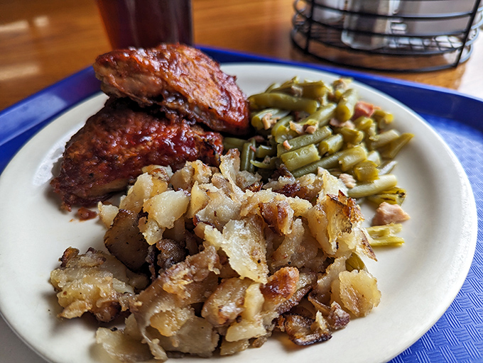 BBQ chicken and potatoes that look like they've been slow-cooked with the kind of patience your grandmother would approve of wholeheartedly.