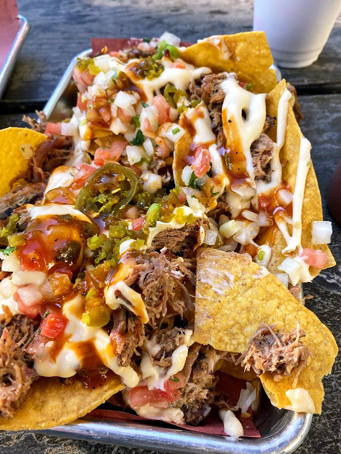 BBQ nachos: where Tex-Mex meets Louisiana in a beautiful collision of cultures, calories, and absolutely zero regrets.