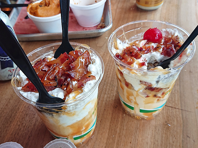 Whoever first thought to combine bacon with ice cream deserves a Nobel Prize in Deliciousness. The sweet-savory masterpiece awaits.