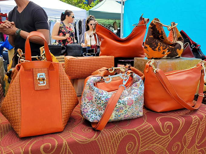 These leather handbags stand at attention like fashionable soldiers, each one ready to carry your essentials with more personality than any department store find.