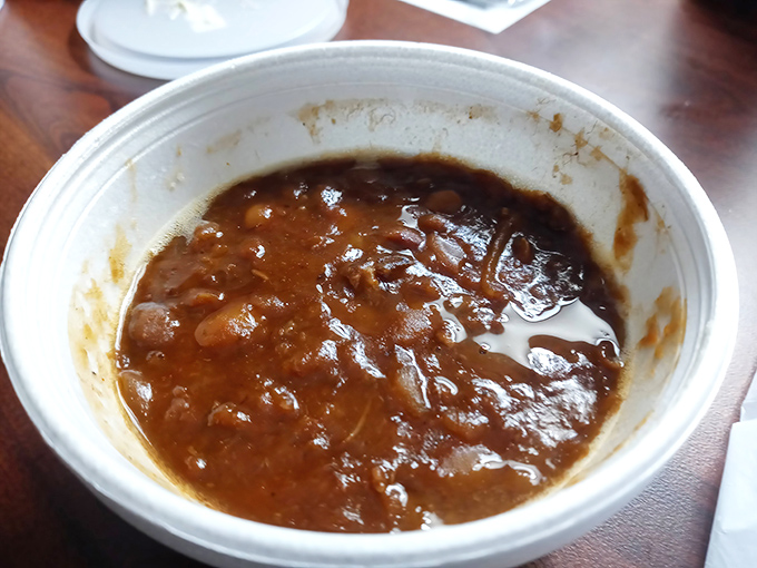 These baked beans have clearly been hanging out with the right crowd. Rich, complex, and probably telling stories about the brisket they met earlier.