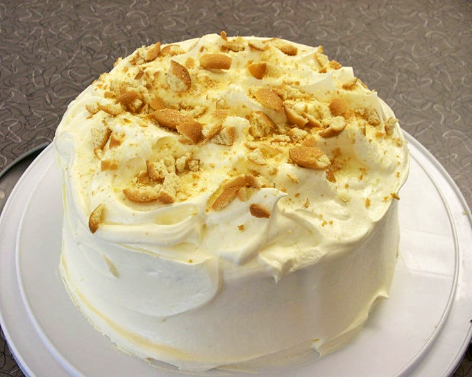 That banana cake isn't just dessert &ndash; it's a towering achievement of frosting architecture that your grandmother would approve of immediately.