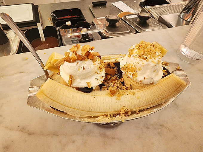 The banana split&mdash;America's dessert democracy in action. Whipped cream peaks, chocolate rivers, and banana valleys create a landscape worth exploring spoonful by spoonful.
