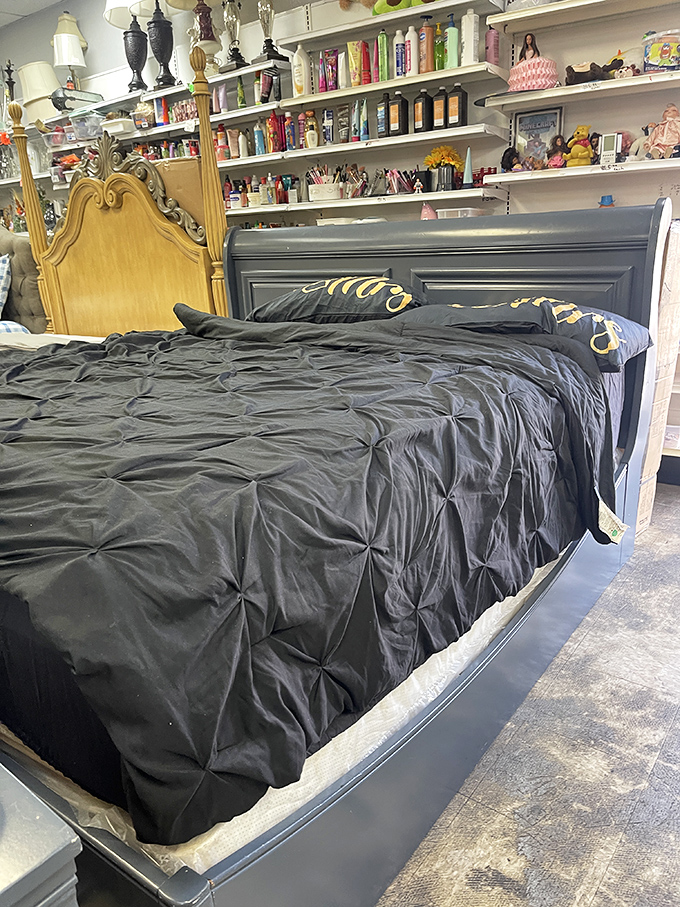 Sleep like royalty without the royal price tag. This elegant bed frame transforms a bedroom from basic to boutique hotel.