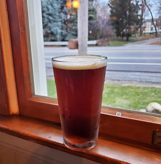 A perfectly poured amber brew catching the late afternoon light&mdash;because sometimes the best view of Ohio comes through a glass of local craft beer.