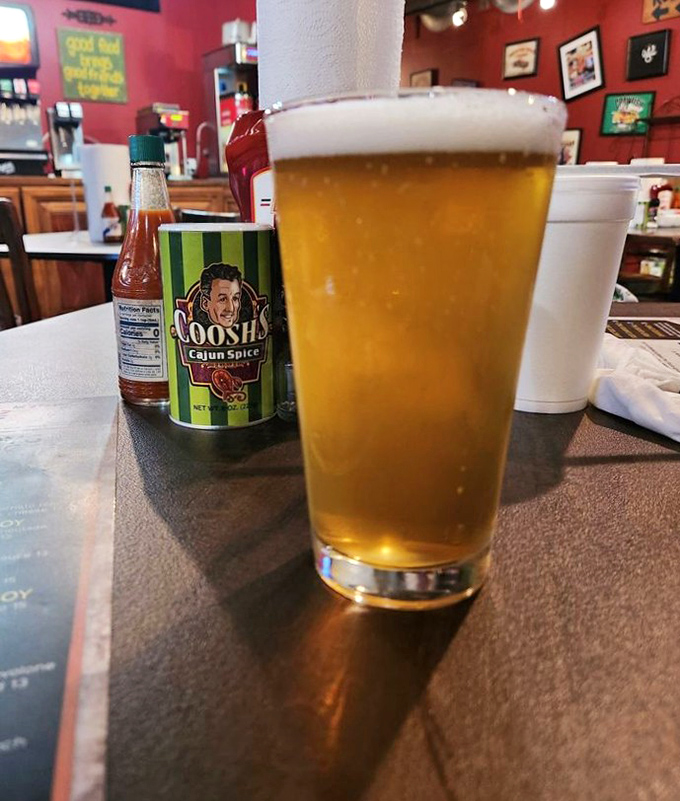 Cold beer and hot sauce sitting together like old friends who've solved all the world's problems.