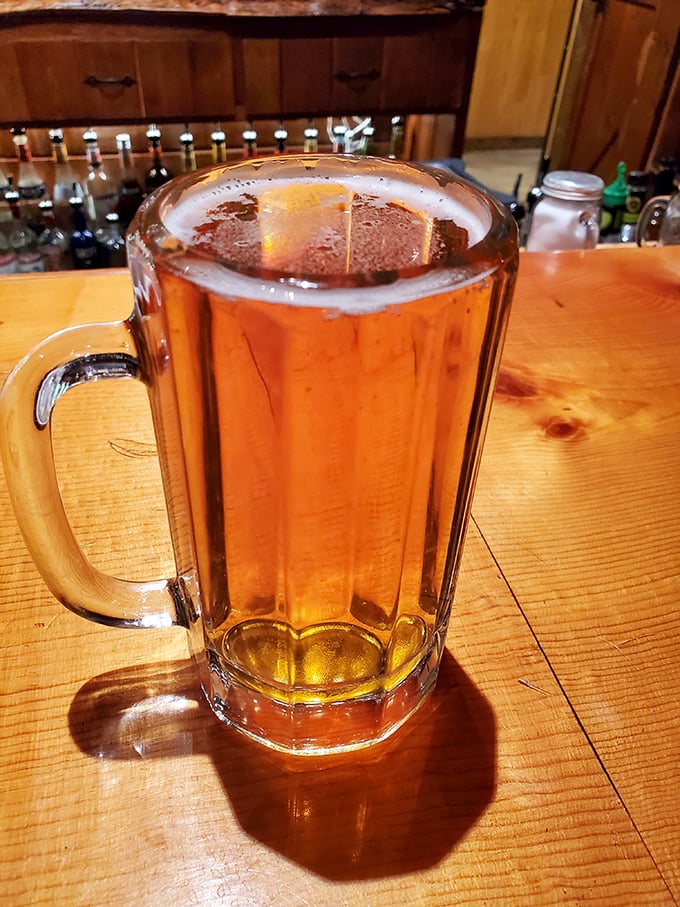Is that a frosty mug of happiness I see? This golden elixir is the perfect sidekick for your steak-venture. 