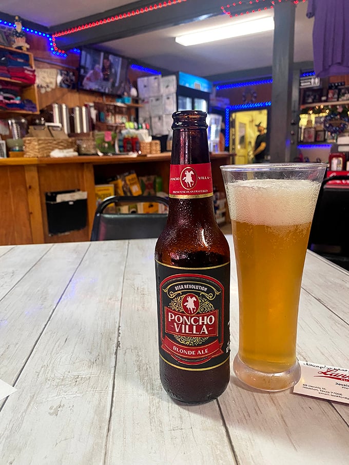 Local craft beer perfectly complements your burger, making this meal feel like a proper Texas celebration in a glass.