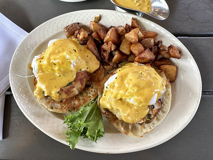 Eggs Benedict with crispy potatoes transforms breakfast into the most important meal of the day, no arguments accepted here.