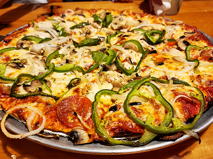 Bill's Special Pizza showcases the kitchen's philosophy: why choose one topping when you can have a party of flavors in every bite?