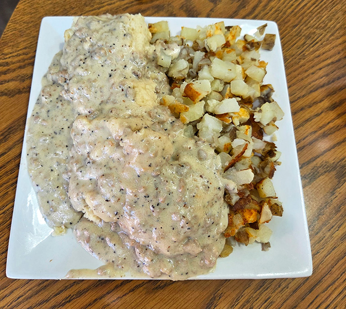 Biscuits and gravy that would make your Southern grandmother nod in approval while secretly taking notes for her own recipe.