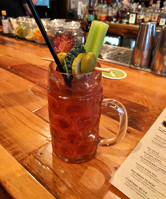 The Bloody Mary comes dressed for success with more garnishes than some salads. It's breakfast, cocktail, and entertainment all in one glass.