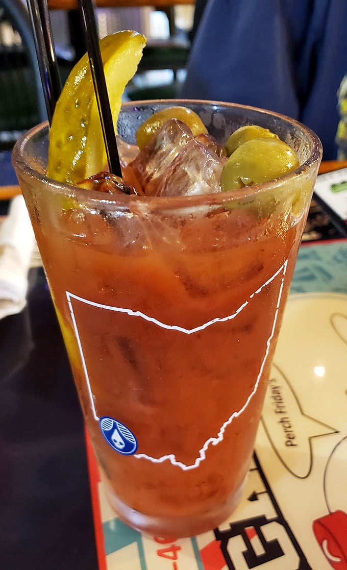 Their Bloody Mary comes dressed for success with pickles and lemon, like Ohio's answer to a liquid salad bar.