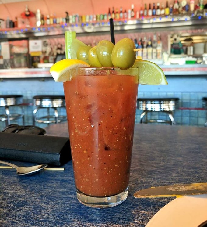 The Bloody Mary arrives like a meal in itself, crowned with olives and citrus&mdash;the perfect hair-of-the-dog remedy after a night exploring Philly.