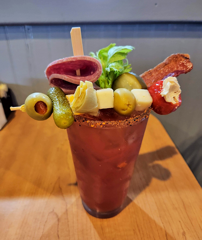 Their Bloody Mary isn't just a drink&mdash;it's a garden party in a glass, complete with enough garnishes to count as a small appetizer.