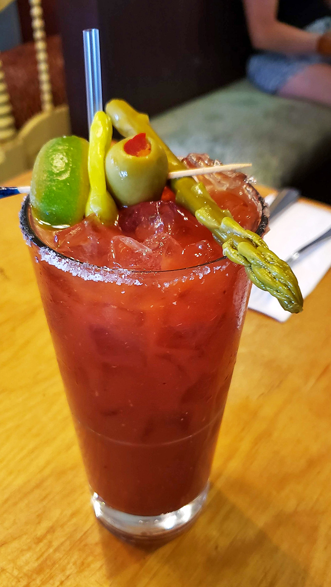 A Bloody Mary that's practically a salad. The garnish game here is stronger than my willpower against dessert menus.