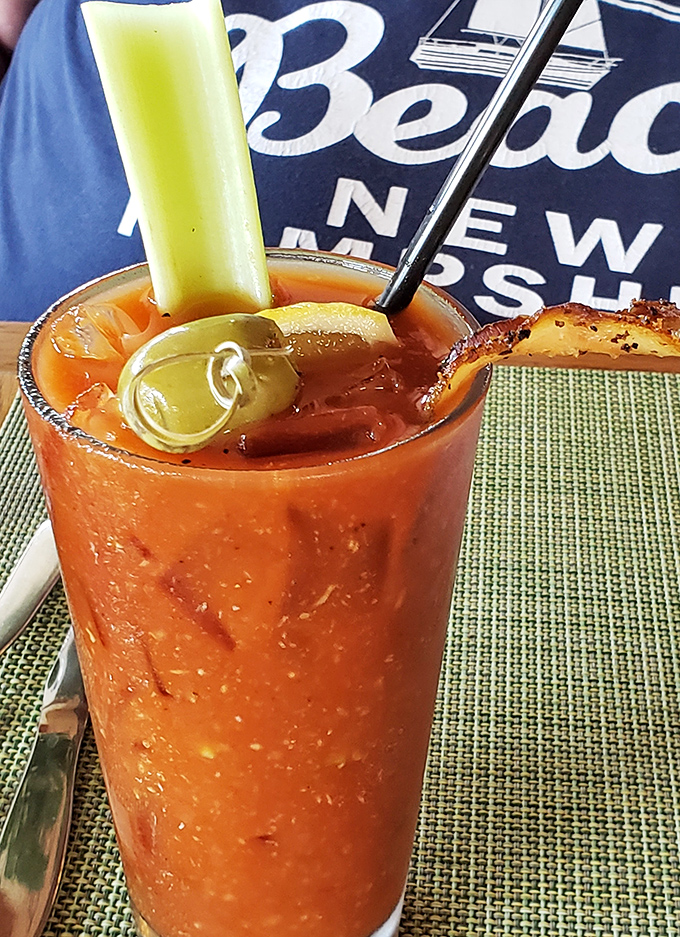 A Bloody Mary that's practically a meal unto itself, garnished with enough goodies to qualify as brunch in a glass.
