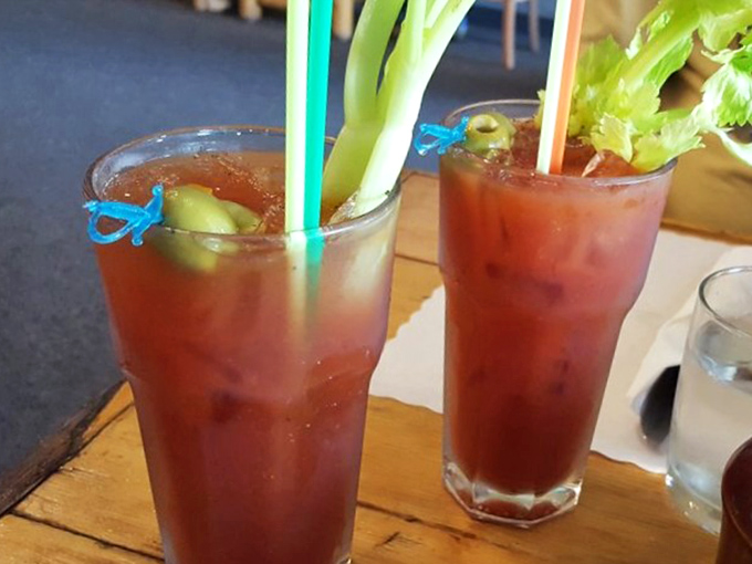 Bloody Marys that double as a vegetable serving &ndash; these morning cocktails come garnished with enough greenery to count as a salad.